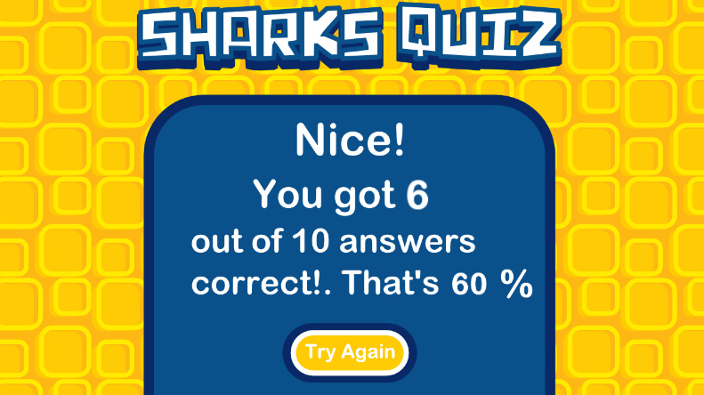 Sharks Quiz | Html5 Game | Educational Games by NubiaStudio | CodeCanyon